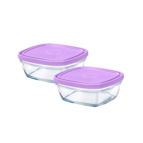 Duralex Fresh Box Square 17 Cm With Purple Lid - Set Of 2pcs (Tempered ...